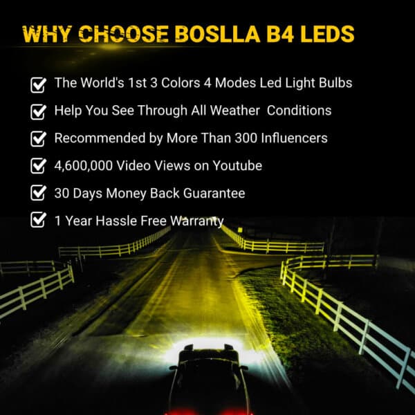 H7 White Yellow LED Headlight & Fog Light Bulbs - Boslla